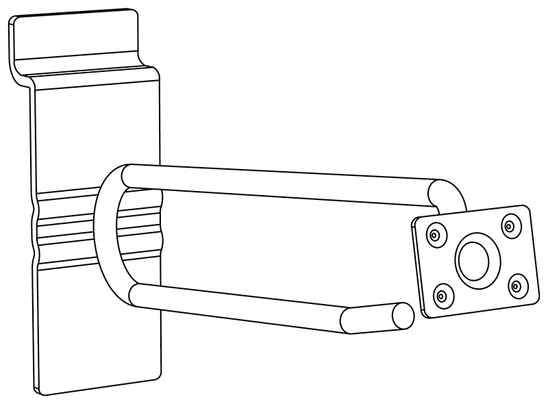 Slatwall Hook With Small Scan Plate On Kinter (K International, Inc.)